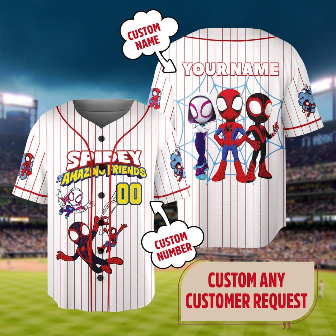 Custom Spidey and His Amazing Friends Baseball Jersey, Spider Verse ...