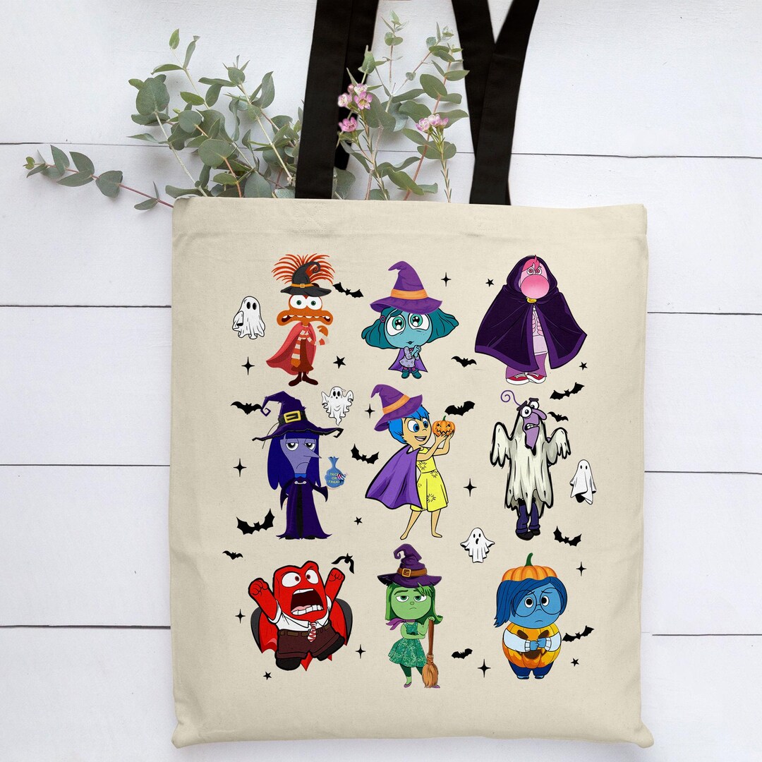 Funny Inside Out 2 Characters Halloween Themed Tote Bag, Inside Out ...