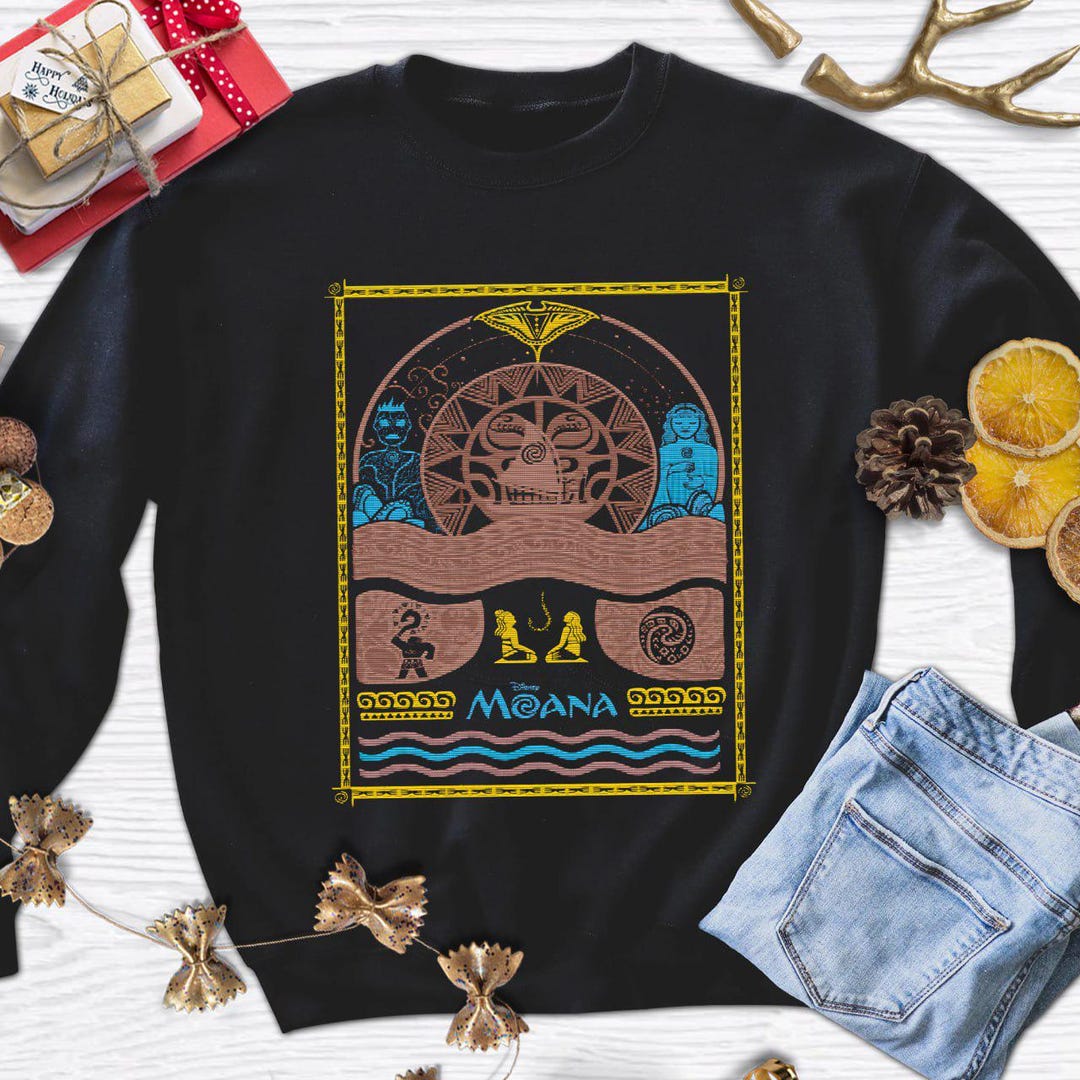 Moana Boat Waves Ugly Christmas Sweatshirt T-shirt, Moana Native Tattoo ...