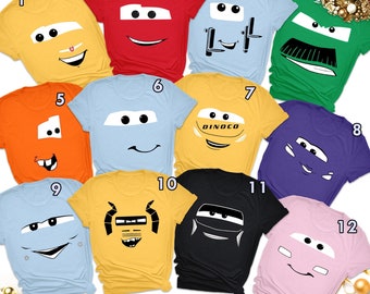 Cars Characters Shirt, Cars Group Halloween Costume Shirt, Cars Theme ...