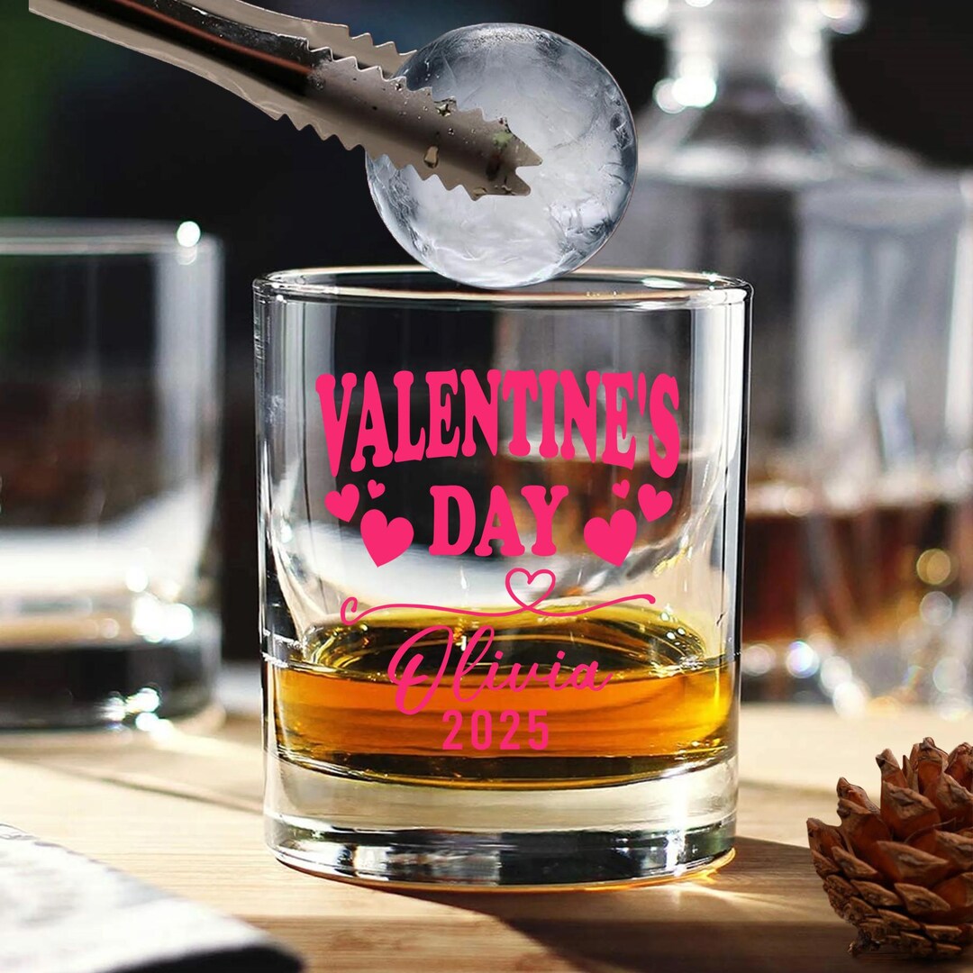 Custom Name Valentine's Day Whiskey Glass, Personalized Valentines Day ...