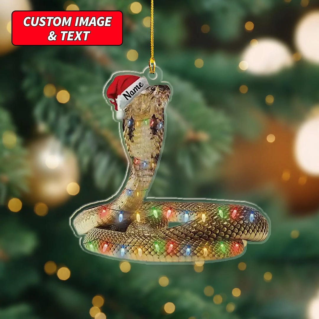 Personalized Brown Snake Christmas Light Ornament, Custom Image and ...