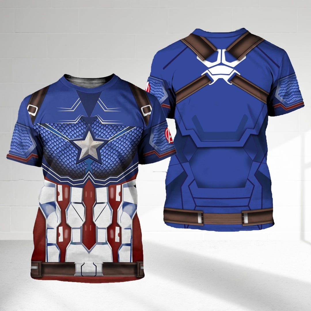 US Captain Costume 3D Shirt, Captain Hero Armor Suit, Superhero ...