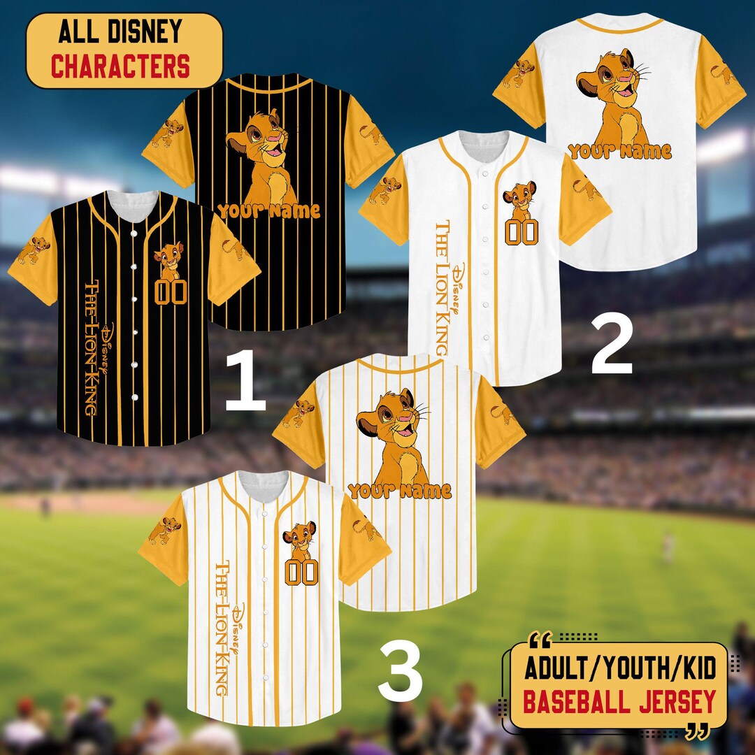 Custom Simba the Lion King Baseball Jersey, Disney Simba Baseball ...