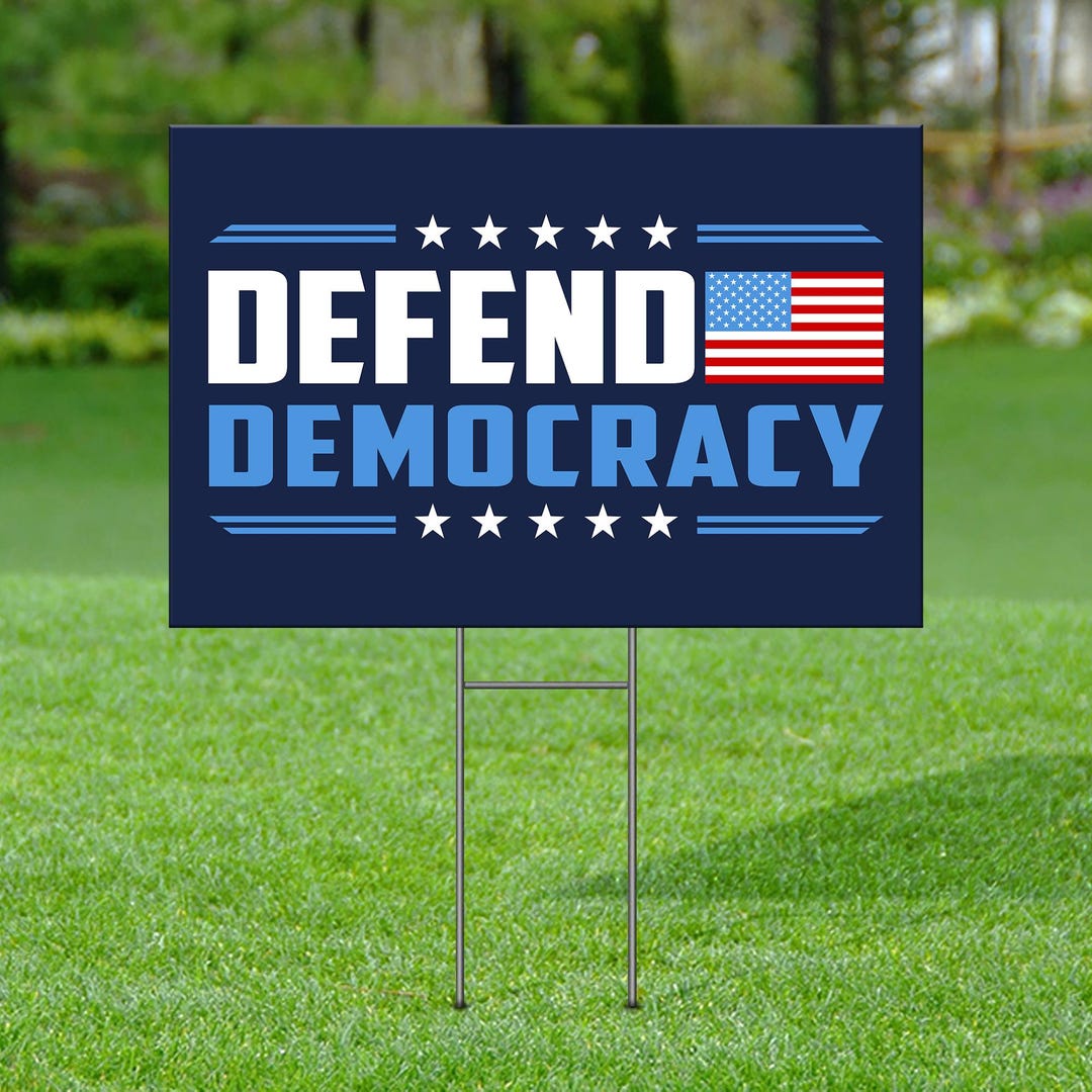 Defend Democracy Yard Sign, Anti-trump Garden Sign, Resist Hate Lawn ...