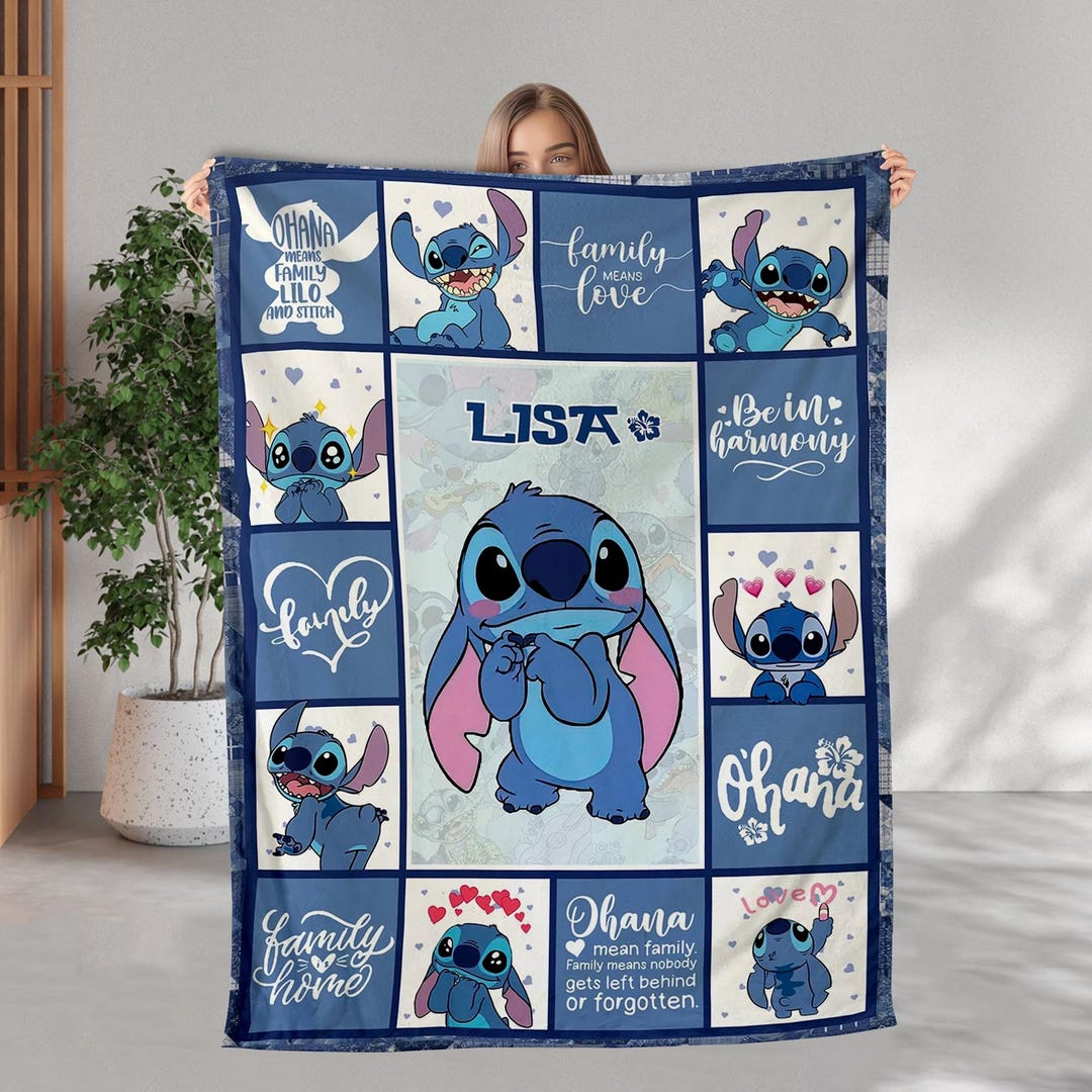 Personalized Name Stitch Blanket, Lilo and Stitch Blanket, Stitch ...