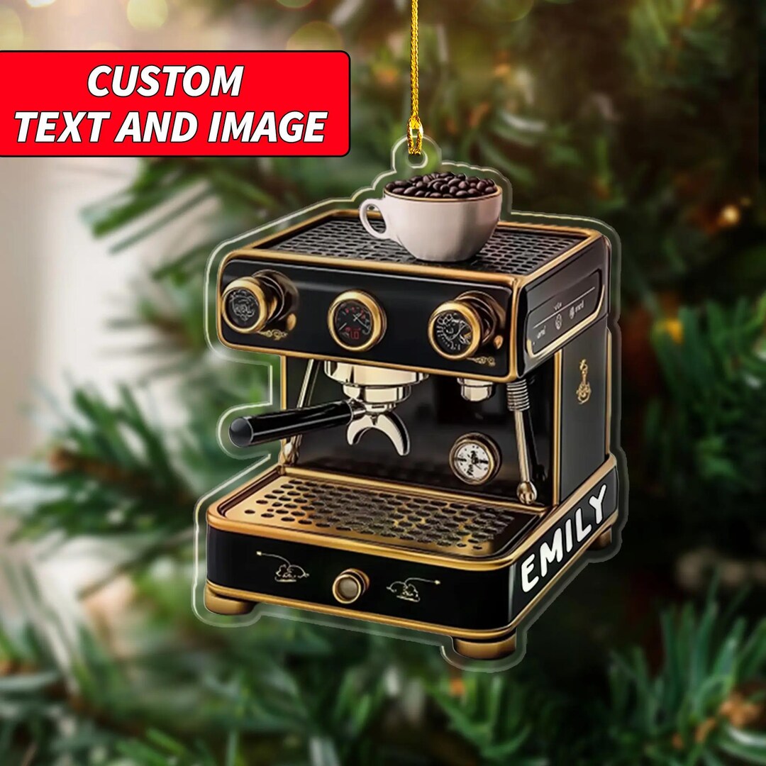 Custom Coffee Machine Christmas Shape 2D Flat Acrylic Ornament ...