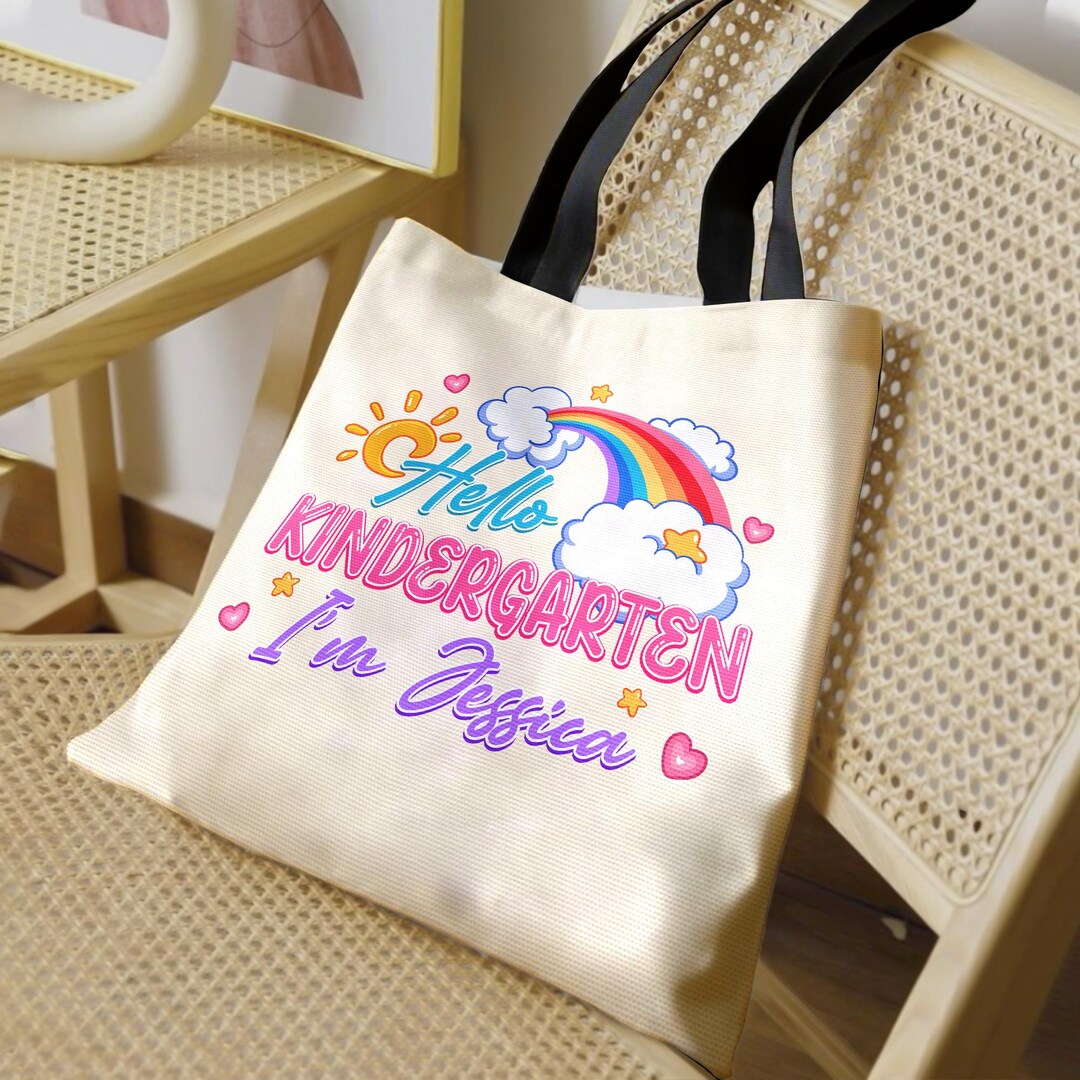 Personalized Name Hello Kindergarten Back to School Tote Bag, Custom ...