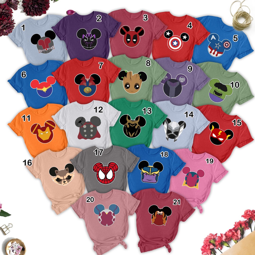 Superhero Team Matching Shirt, Mouse Ears Superhero Character Shirt ...