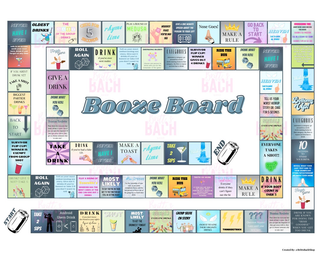 Booze Board: the Drinking Board Game for Everyone - Etsy