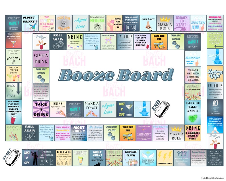 Booze Board: the Drinking Board Game for Everyone - Etsy