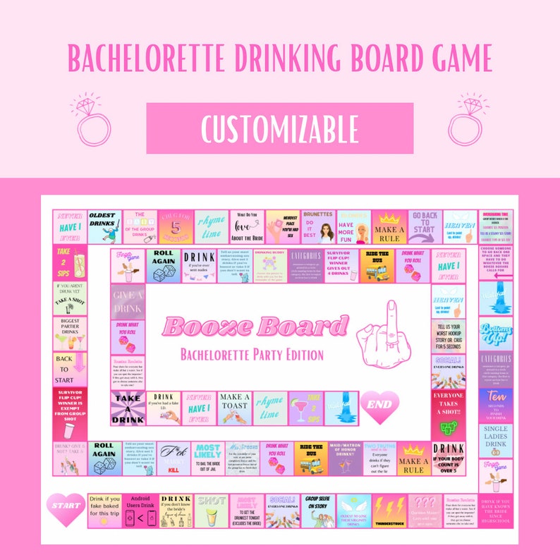 Bachelorette Drinking Board Game - Etsy