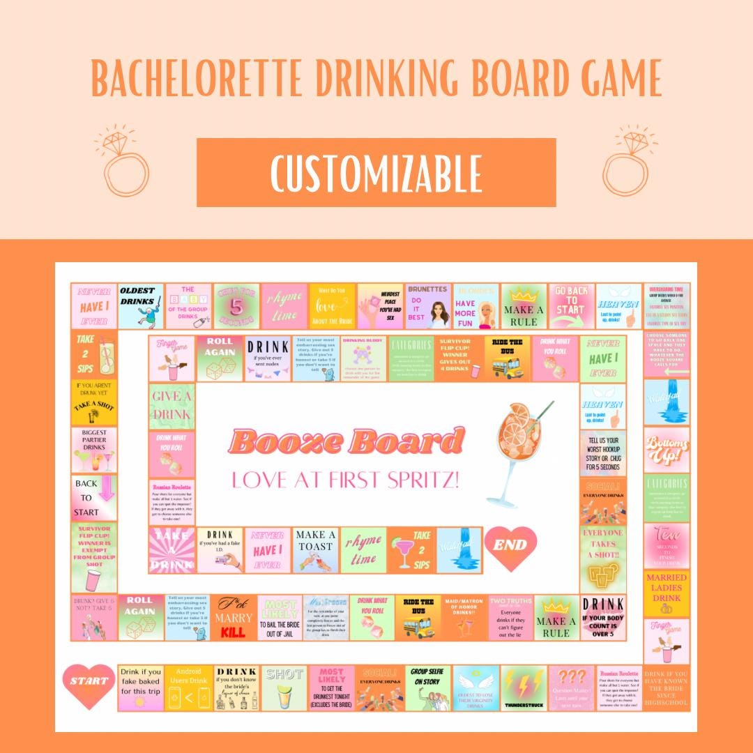Bachelorette Drinking Board Game: Love at First Spritz - Etsy