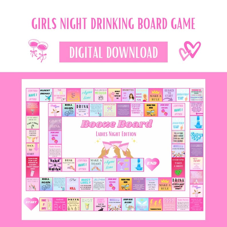 Girls Night Drinking Board Game - Etsy