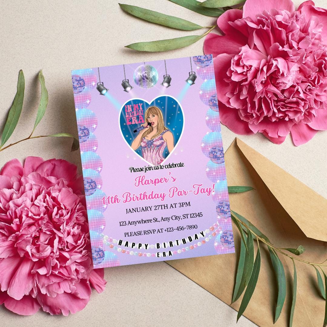 Taylor Swift Birthday Party Invitation – Editable Digital Template - Etsy