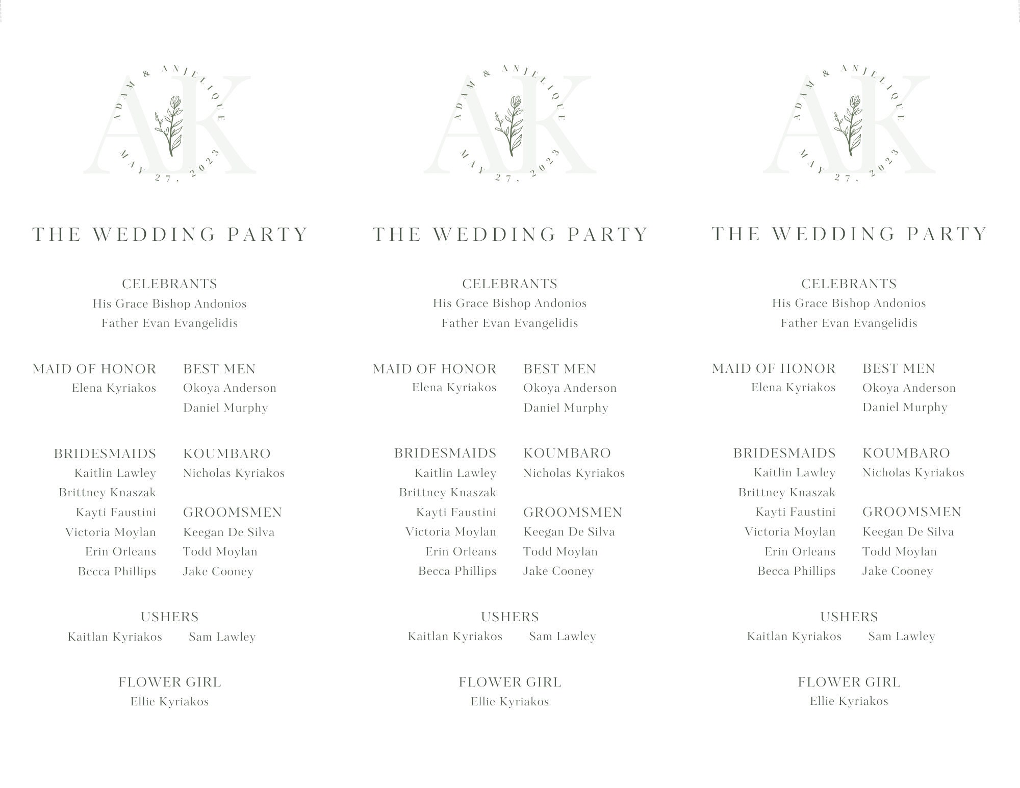 Greek Orthodox Wedding Program Template | Simple, Minimalist Elegant ...