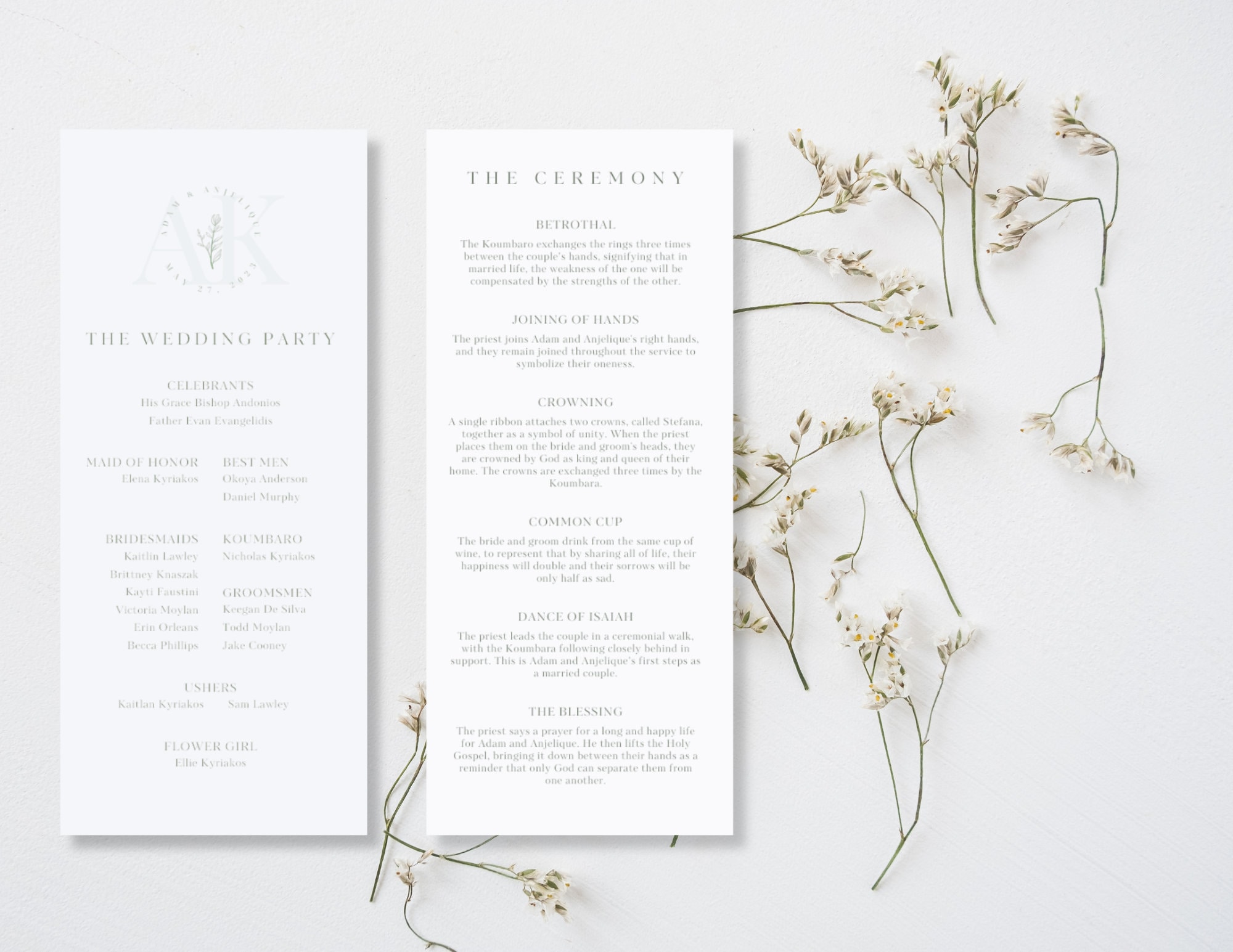 Greek Orthodox Wedding Program Template | Simple, Minimalist Elegant Design | Easy to Customize ...
