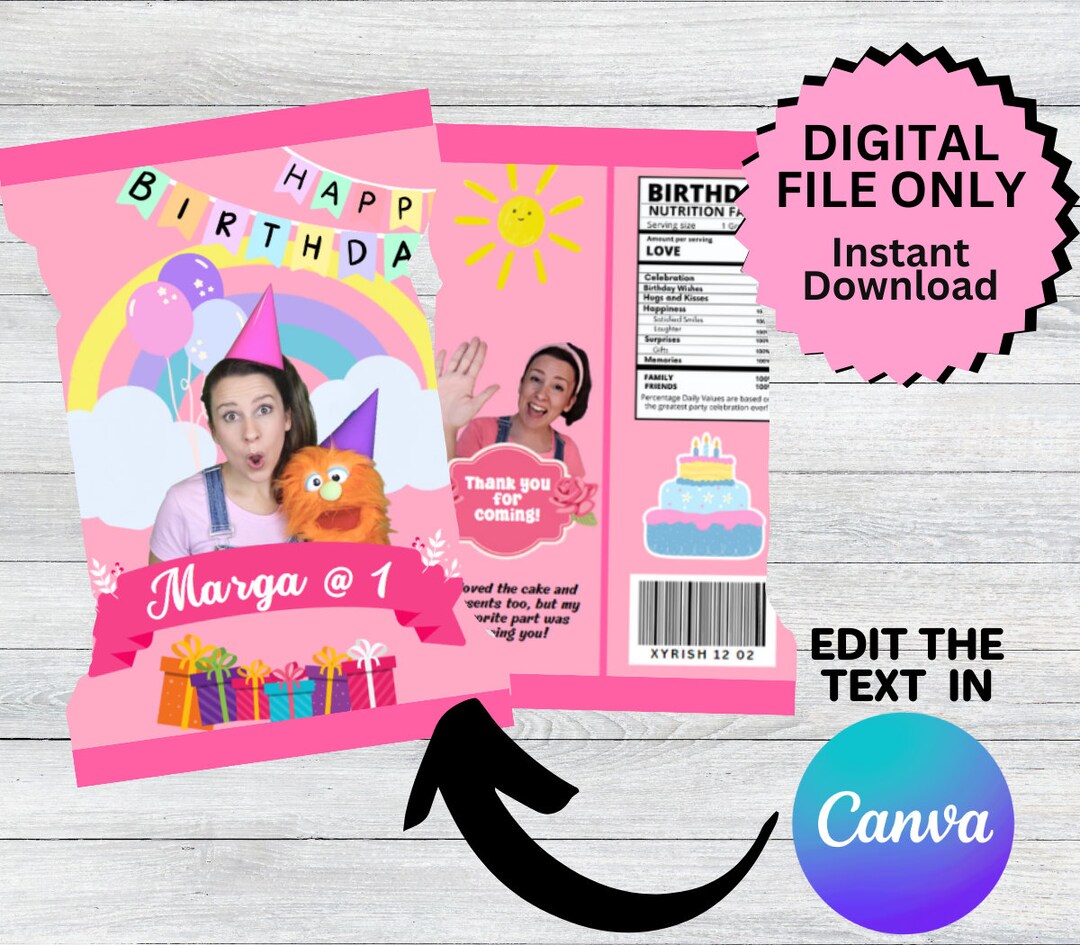 Ms Rachel Chip Bag for Ms Rachel Birthday Party Favor Ms Rachel Chip ...