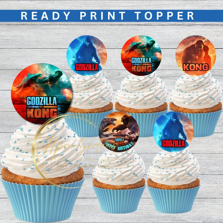Godzilla Cupcake Topper Godzilla Vs Kong Cupcake Topper Printable ...