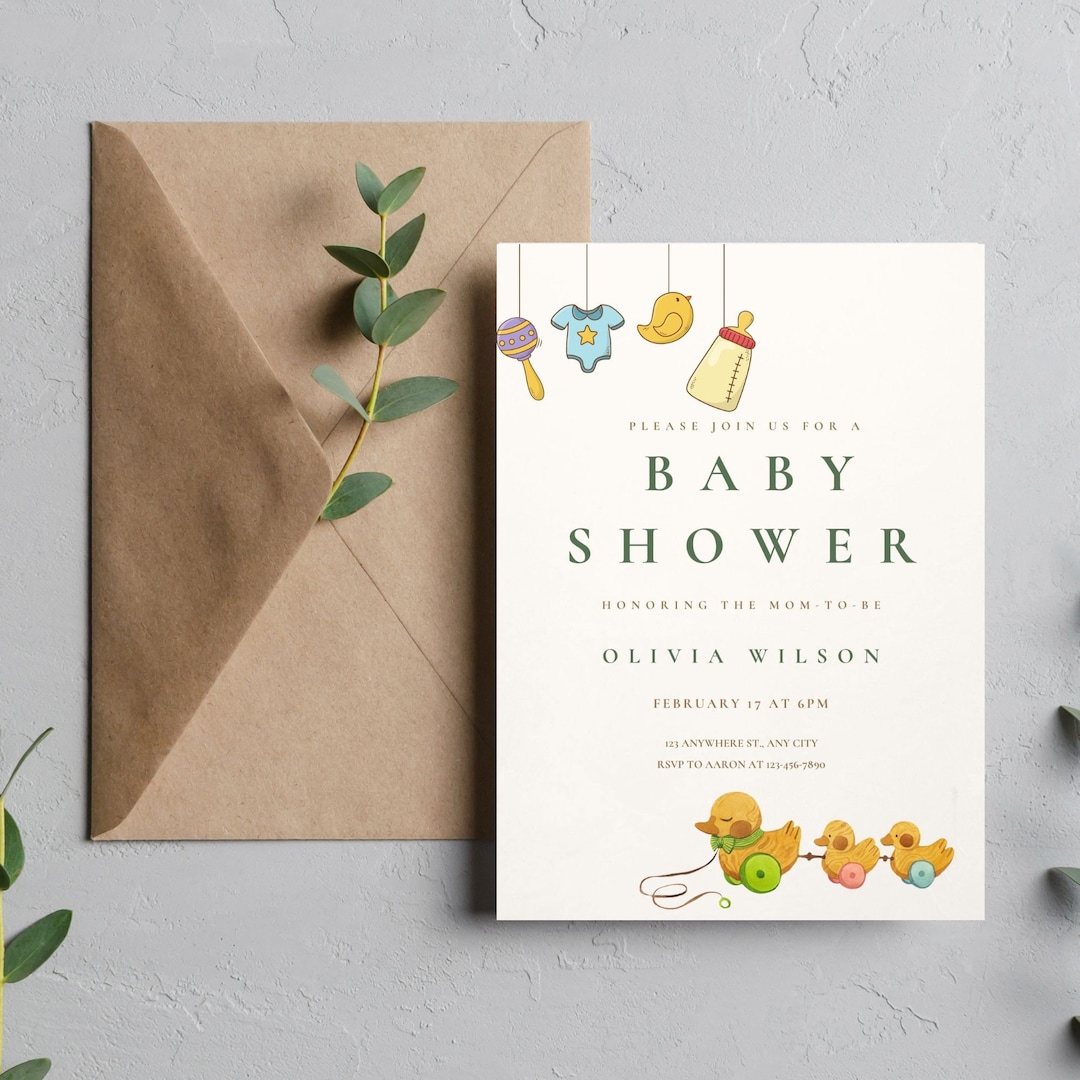Editable Gender Neutral Baby Shower Invitation Template - Etsy