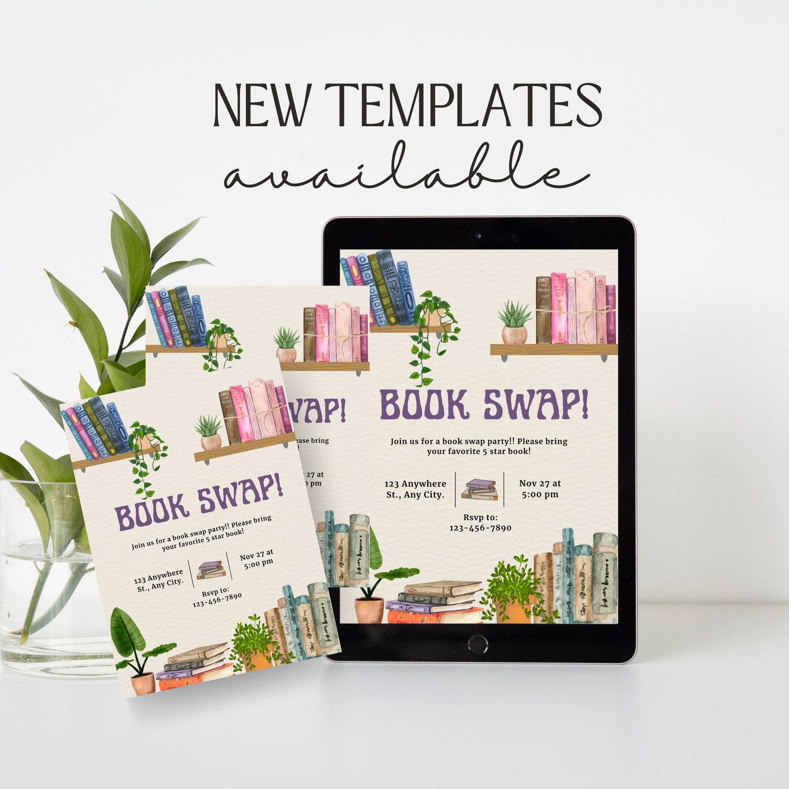 Book Swap/club Themed Editable Invitation - Etsy