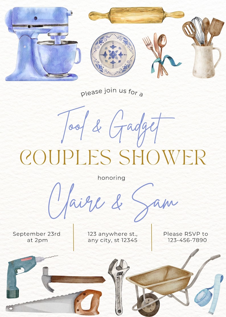 Tool & Gadget Couple's Shower Editable Invitation - Etsy