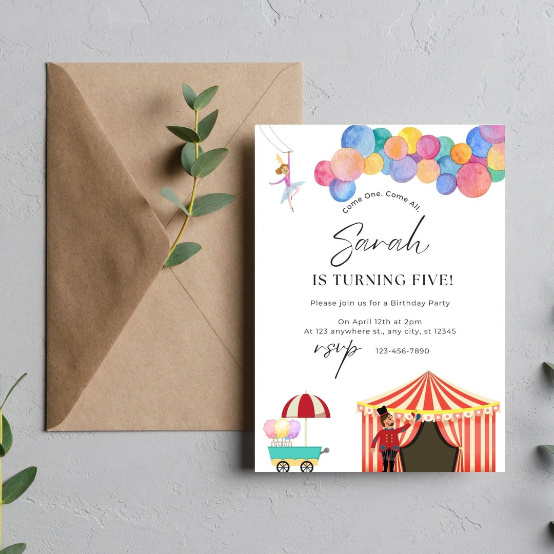 Carnival/circus Themed Editable Invitation - Etsy