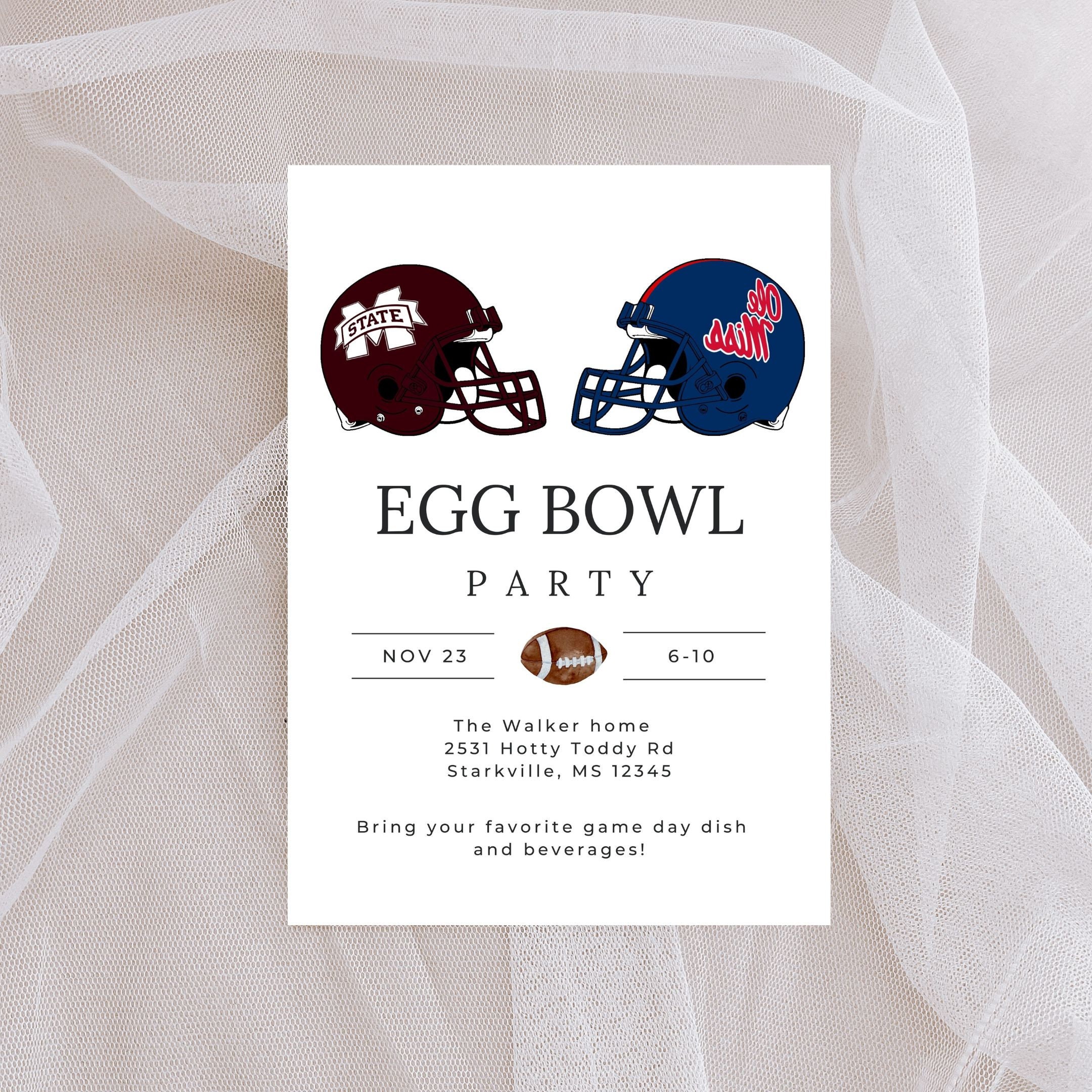 Egg Bowl Watch Party Editable Invitation - Etsy