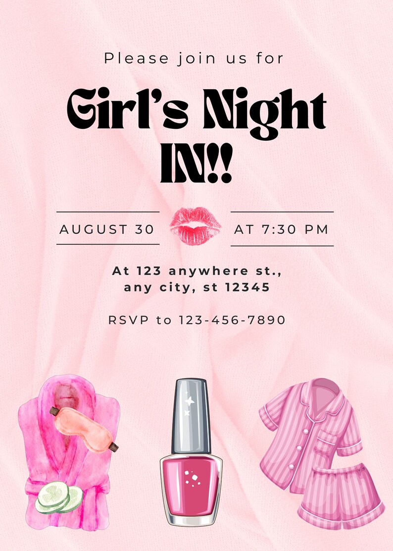 Girl's Night Editable Invitations - Etsy