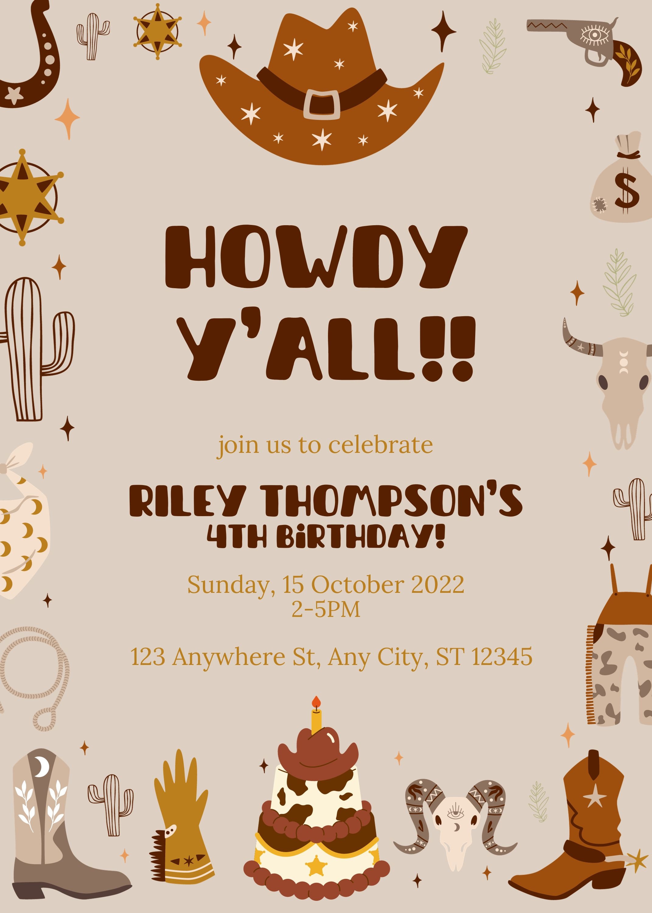 Cowboy Themed Editable Invitation - Etsy