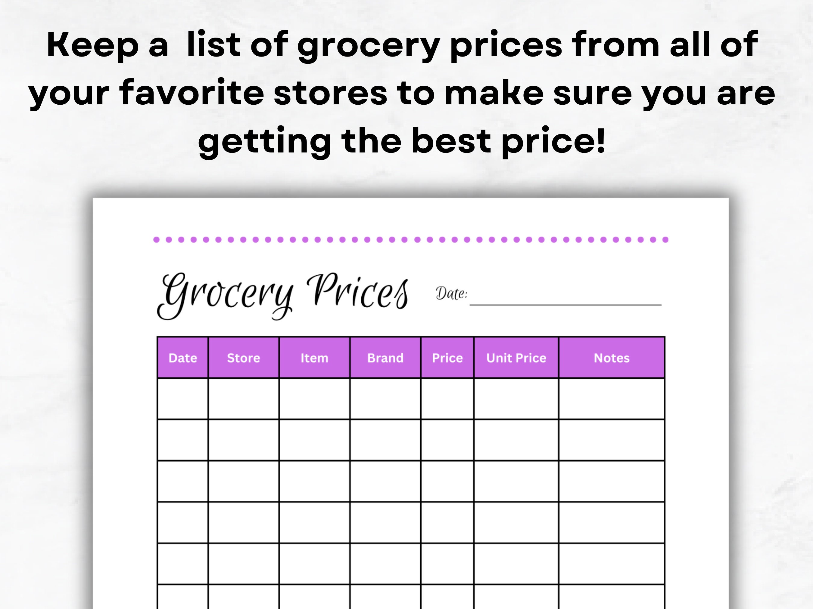 Editable Canva Template, Printable Grocery Price List, Grocery Budget ...