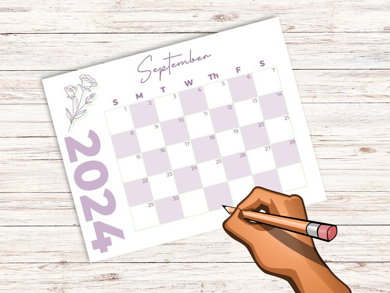 2024 Calendar, Printable, Minimalist Simple Lavender Calendar, 11 X 8.5 ...