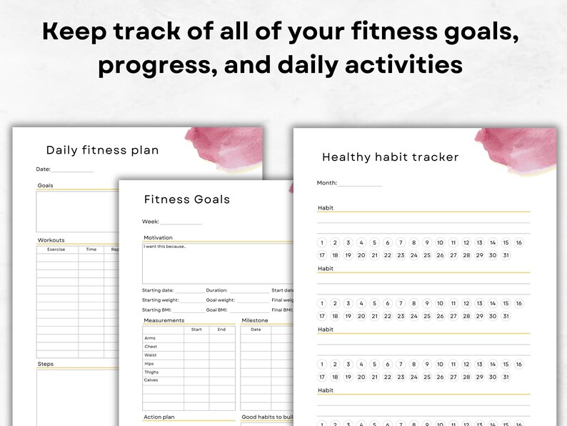 Editable Ultimate Fitness Planner, Weight Loss Tracker, Healthy Habits ...