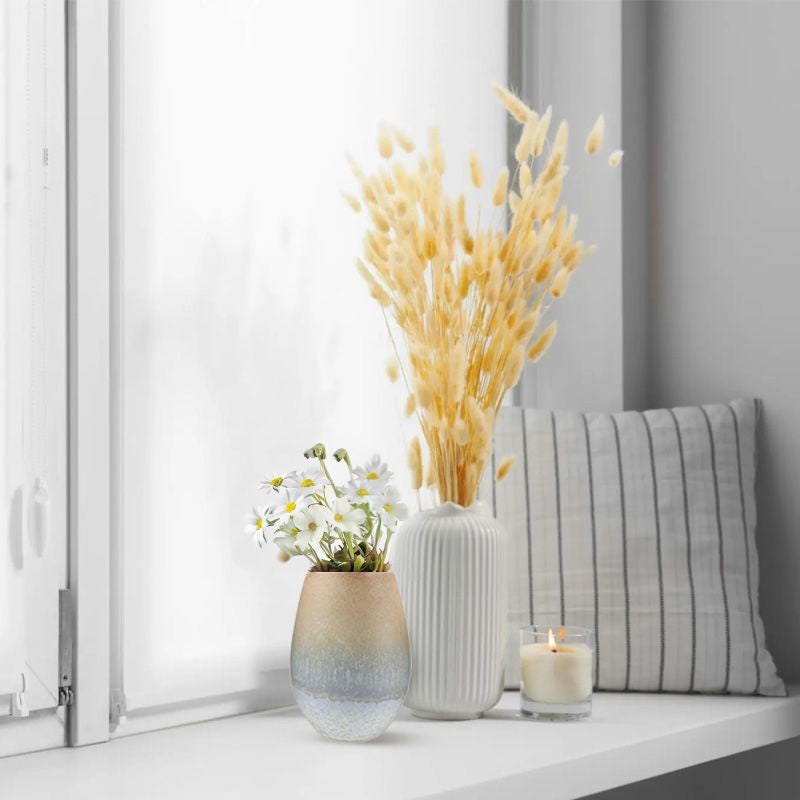 Set of 2 Ceramic Vases Coastal Chic Ombre Color Scheme Boho Style ...