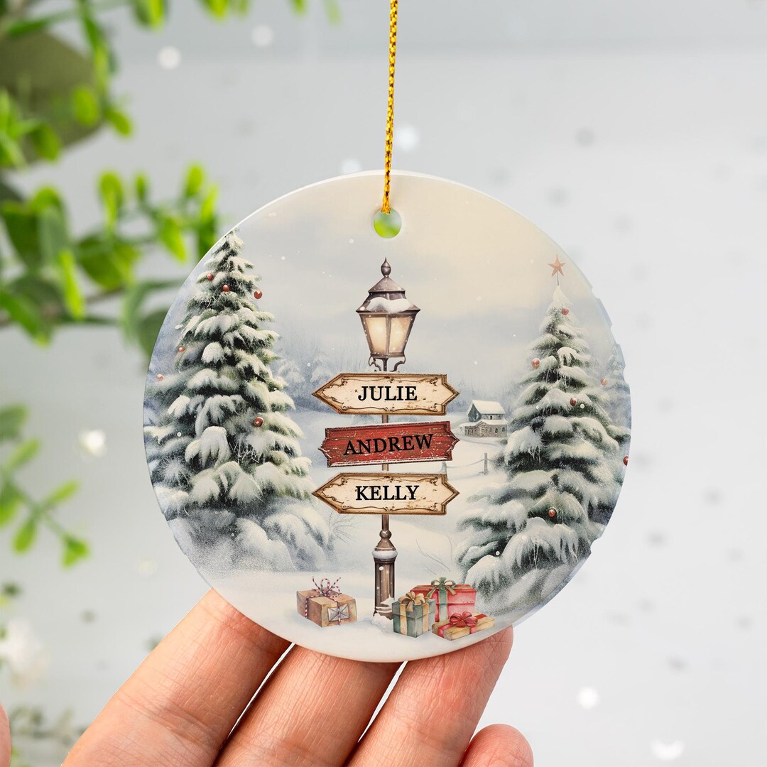 Personalised Sign Post Decoration, Family Name Christmas Ornament ...