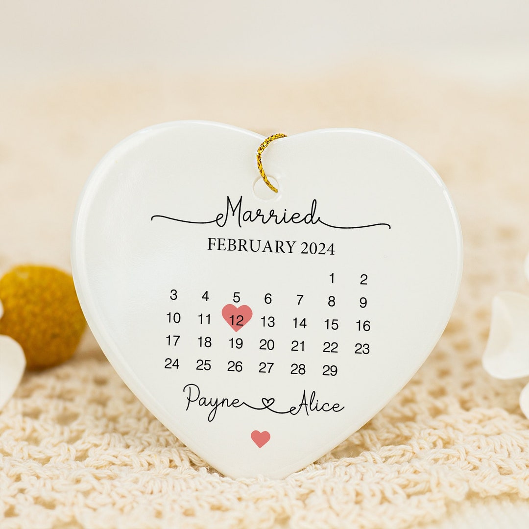 Personalized Wedding Date Ceramic Heart Keepsake: Mr & Mrs Gift - Etsy
