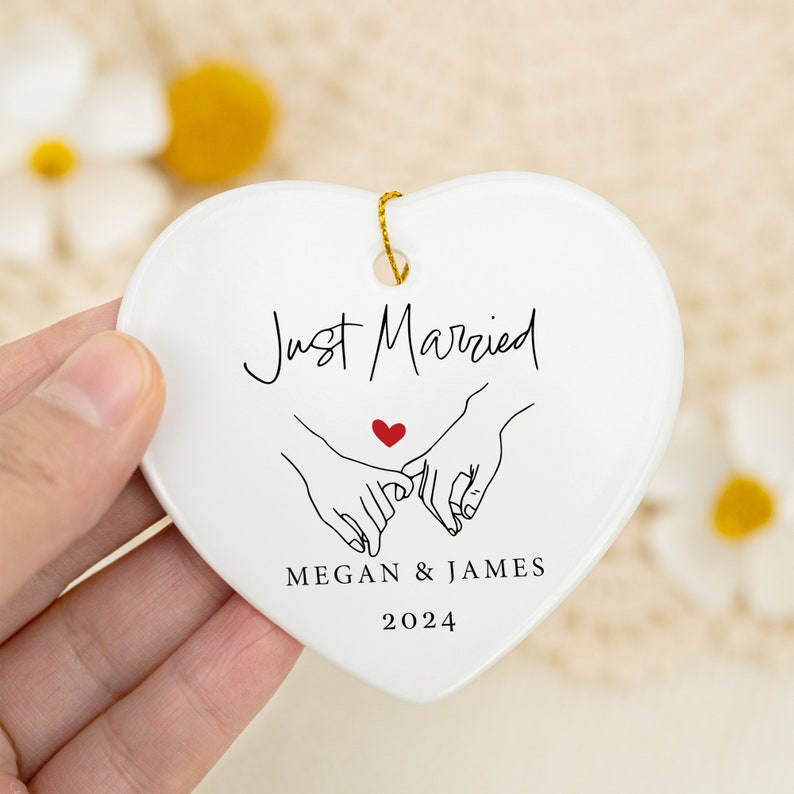 Personalised Just Married Wedding Hanging Keepsake, Custom Wedding ...
