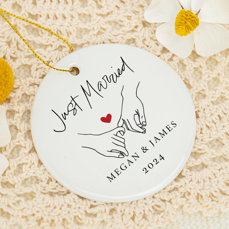 Personalised Just Married Wedding Hanging Keepsake, Custom Wedding ...