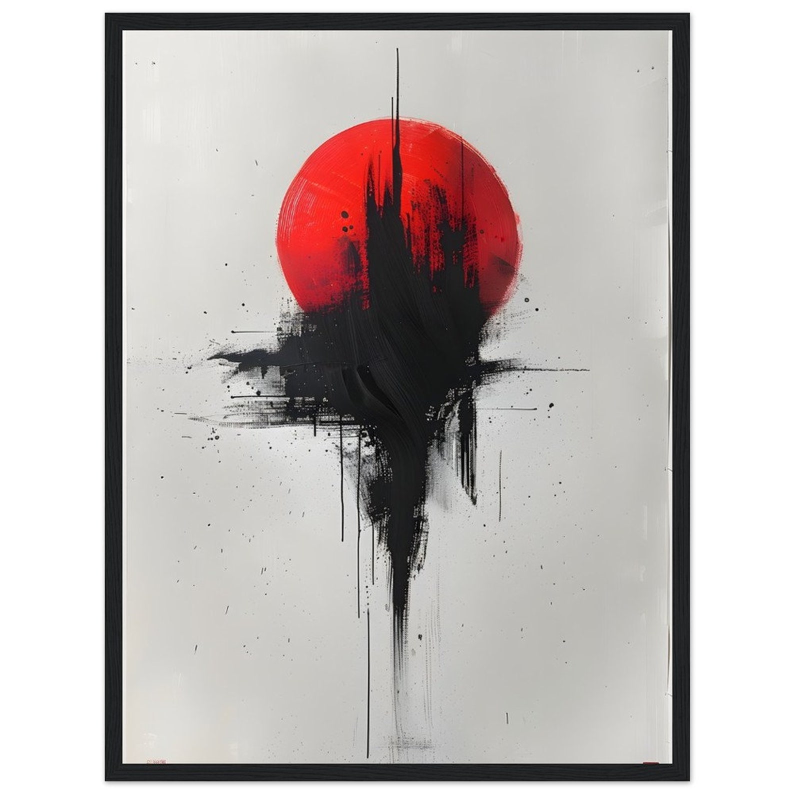 Minimalist Abstract Japanese Calligraphy, Ink on White Canvas ...