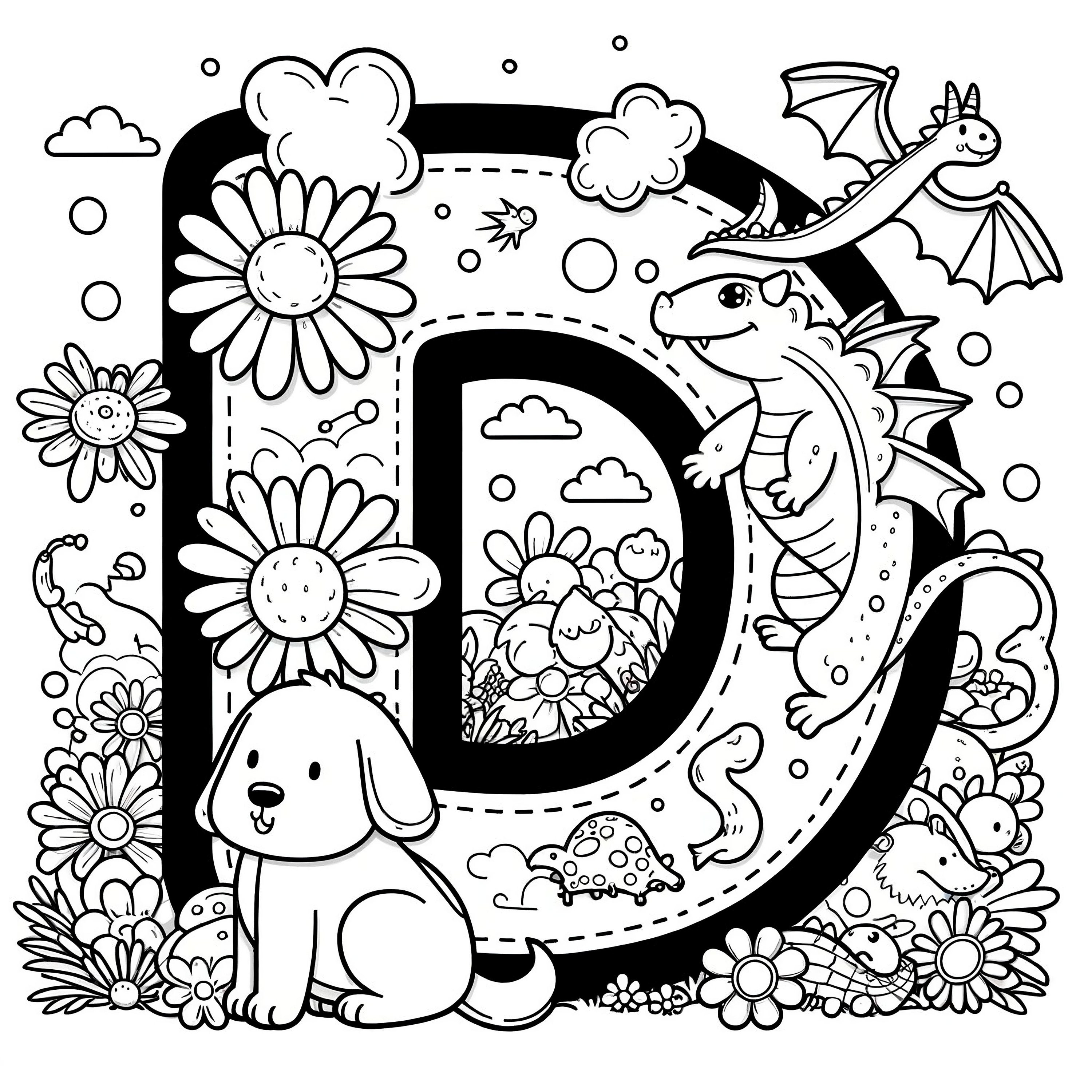 Coloring Alphabet A-Z Coloring Pictures Black White. - Etsy
