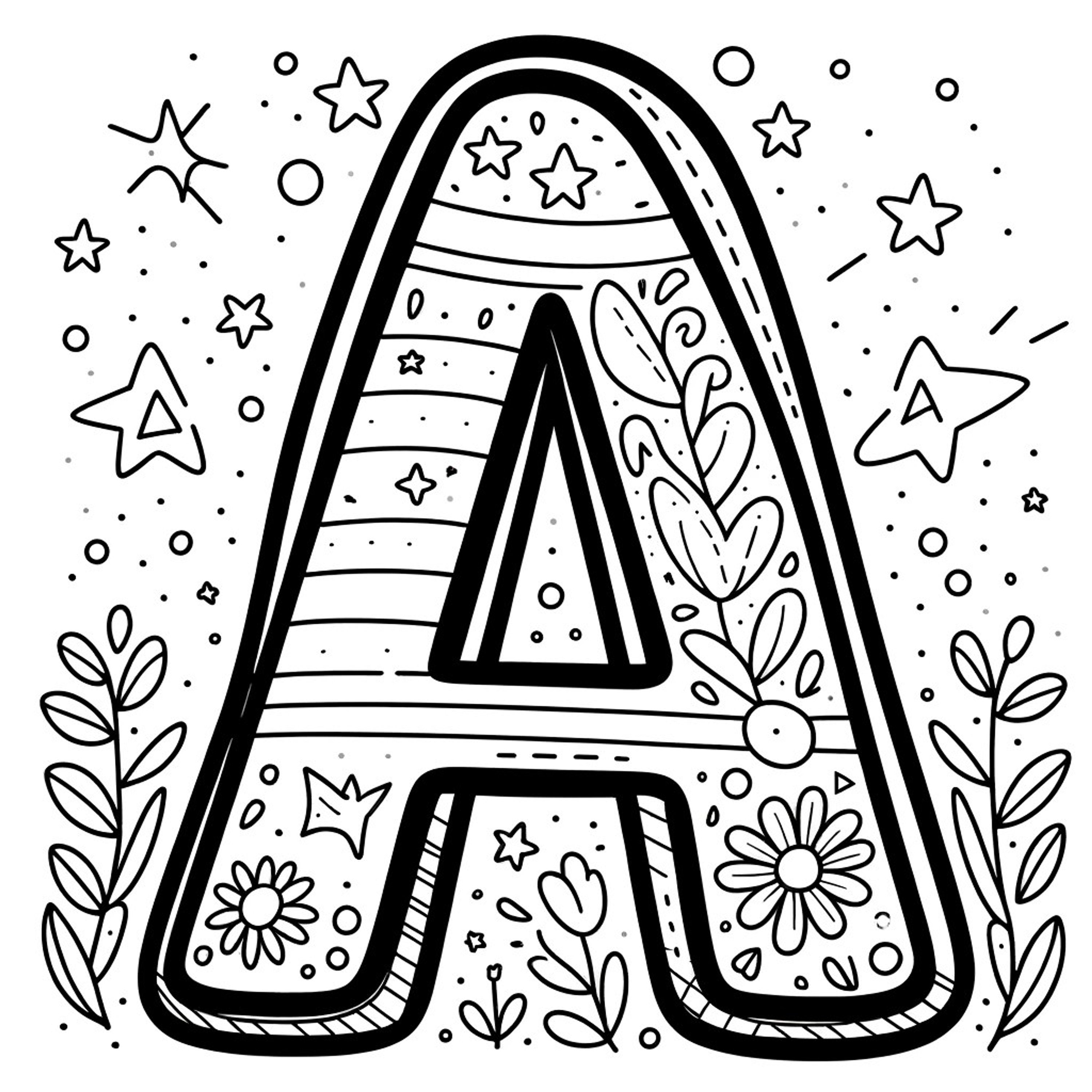 Coloring Alphabet A-Z Coloring Pictures Black White. - Etsy