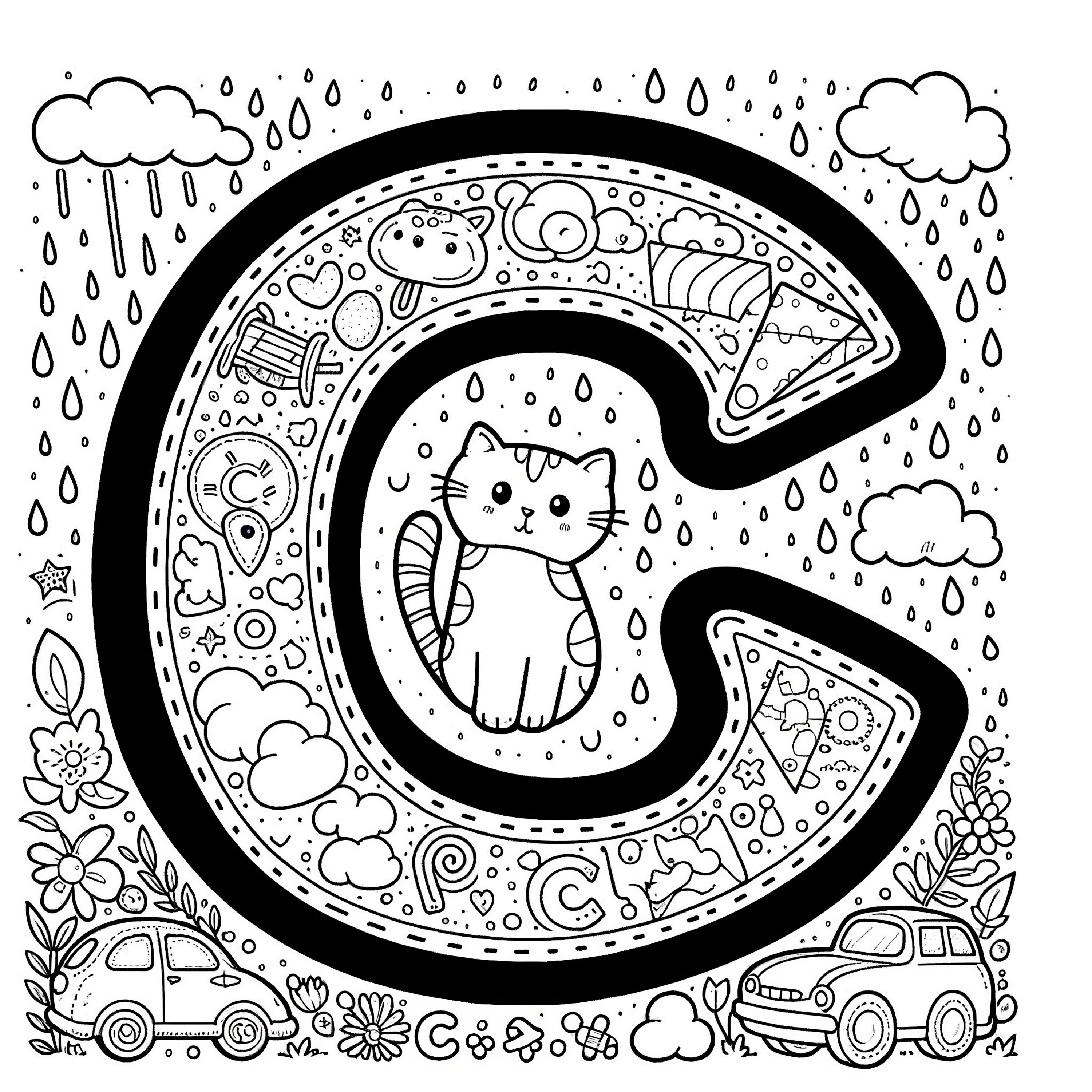 Coloring Alphabet A-Z Coloring Pictures Black White. - Etsy