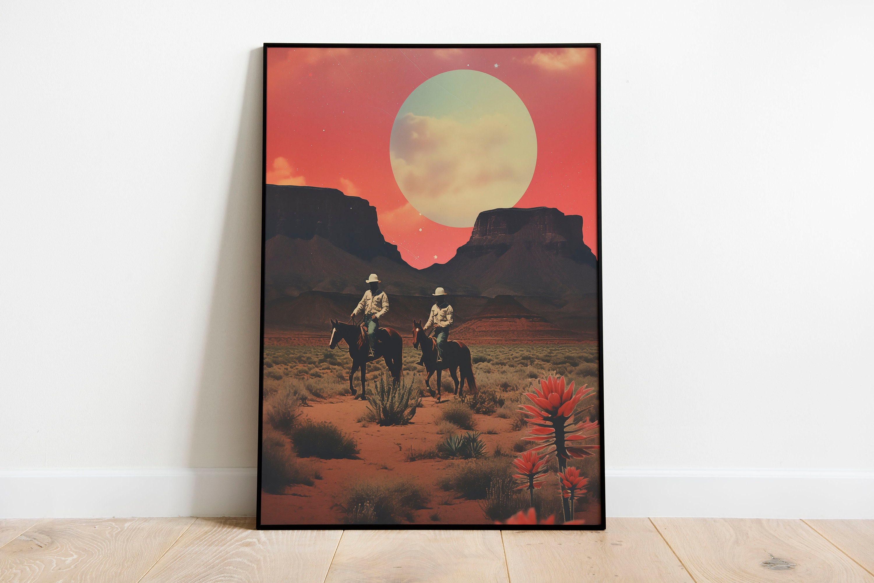 Disheveled Cowboy UFO Art, Trippy Wall Art, Retro Art, Cosmic Art ...