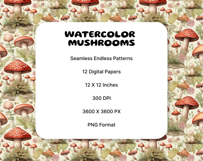 Watercolor Mushrooms PNG Format- Instant Download for Commercial Use ...