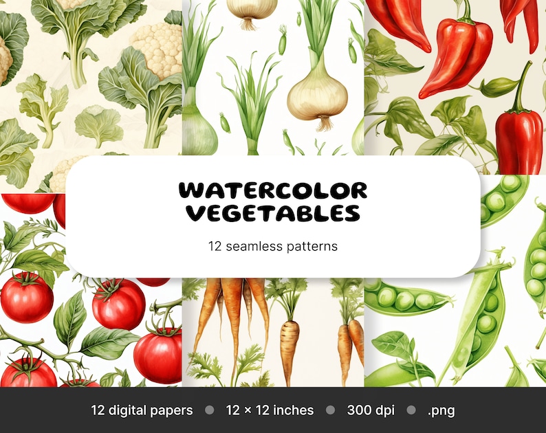 Seamless Vegetable Digital | Paper Paper Vegetable Patterns ...