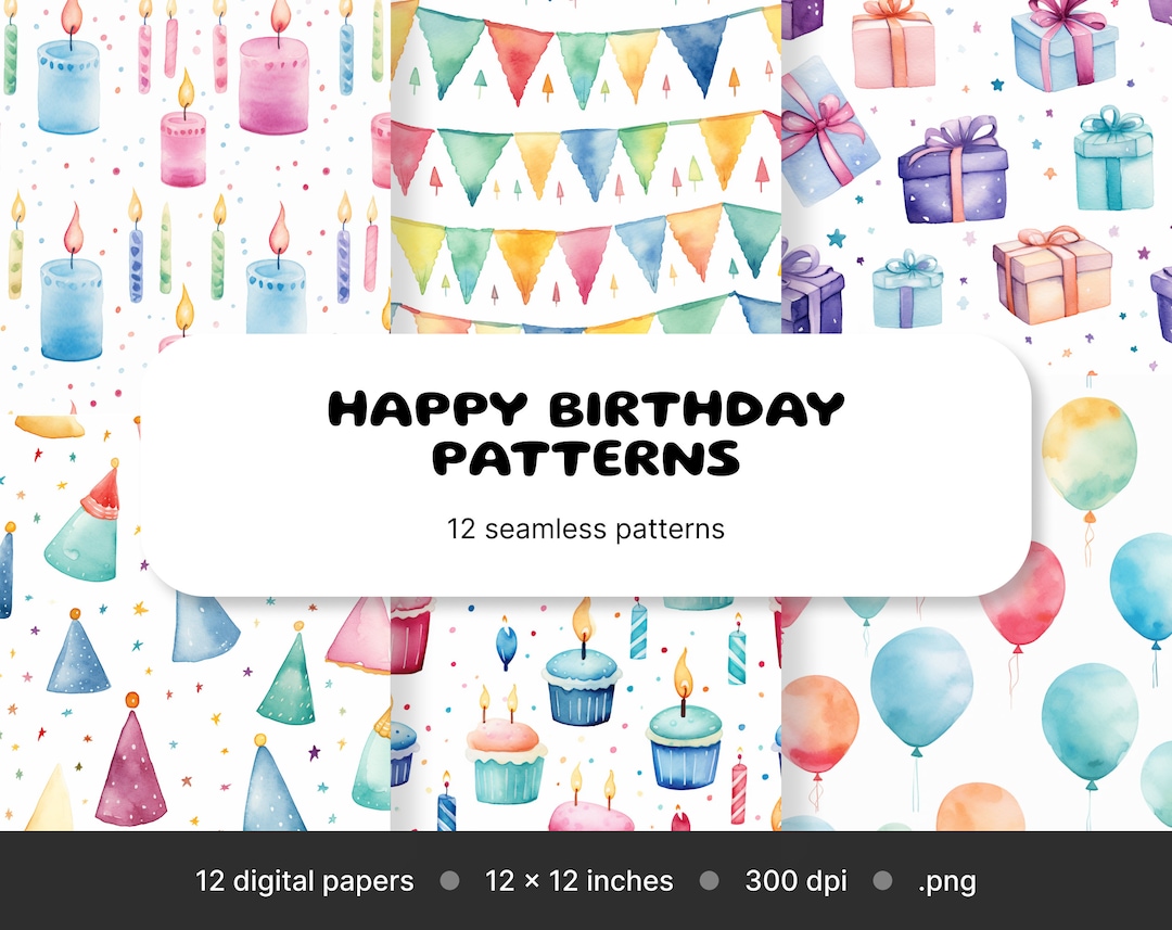 Birthday Party Papers Happy Birthday Digital Paper Scrapbook Paper for ...
