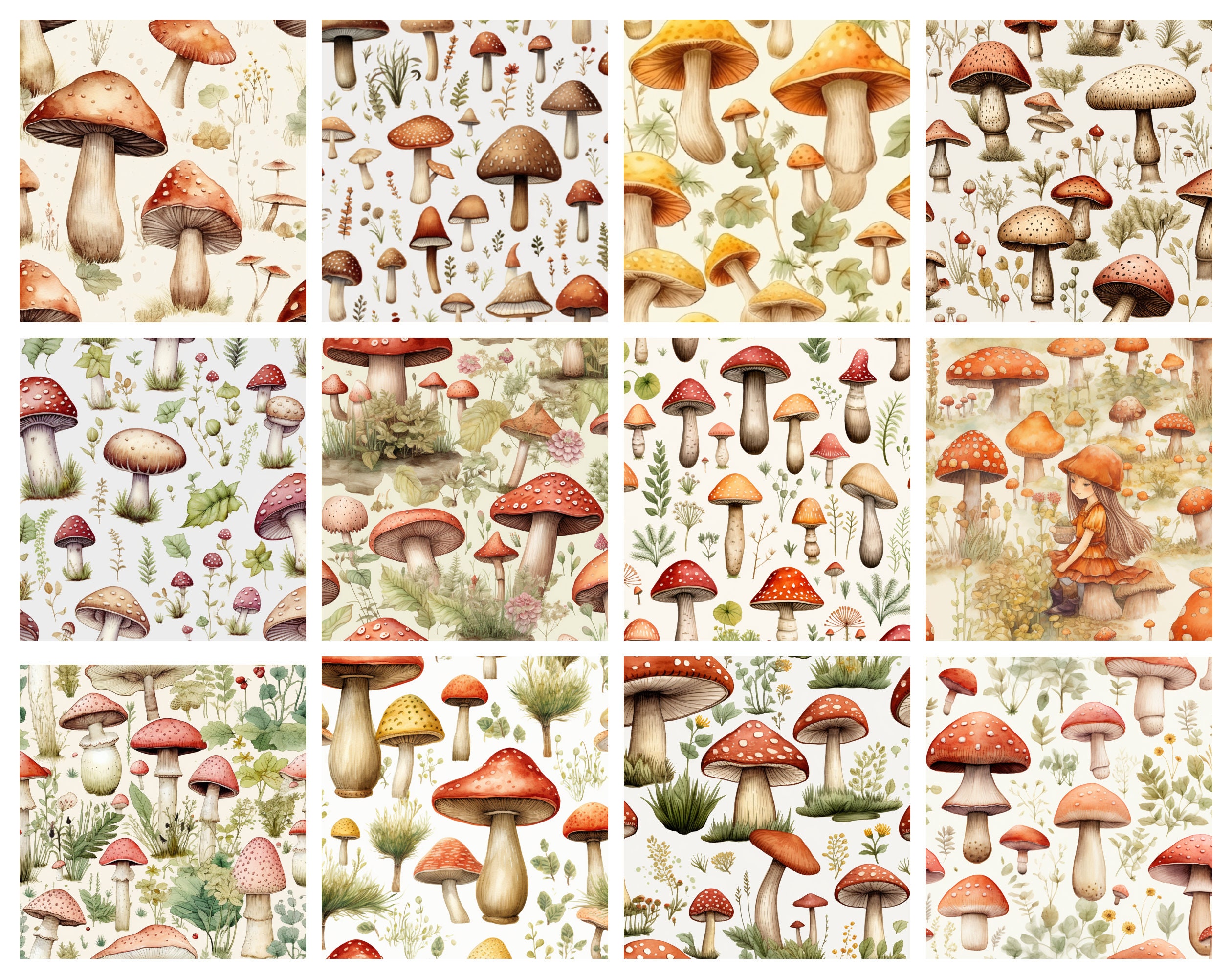 Watercolor Mushrooms PNG Format- Instant Download for Commercial Use ...