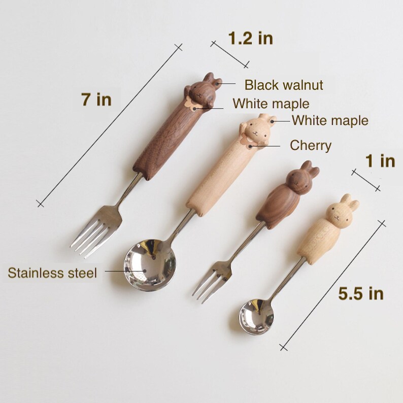 Hand-carved Bunny Wooden Spoon and Fork | Kitchen Décor & Gifts - Etsy