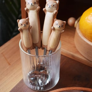 Adorable Hand-carved Shiba Inu Spoon and Fork | Kitchen Décor & Gifts ...