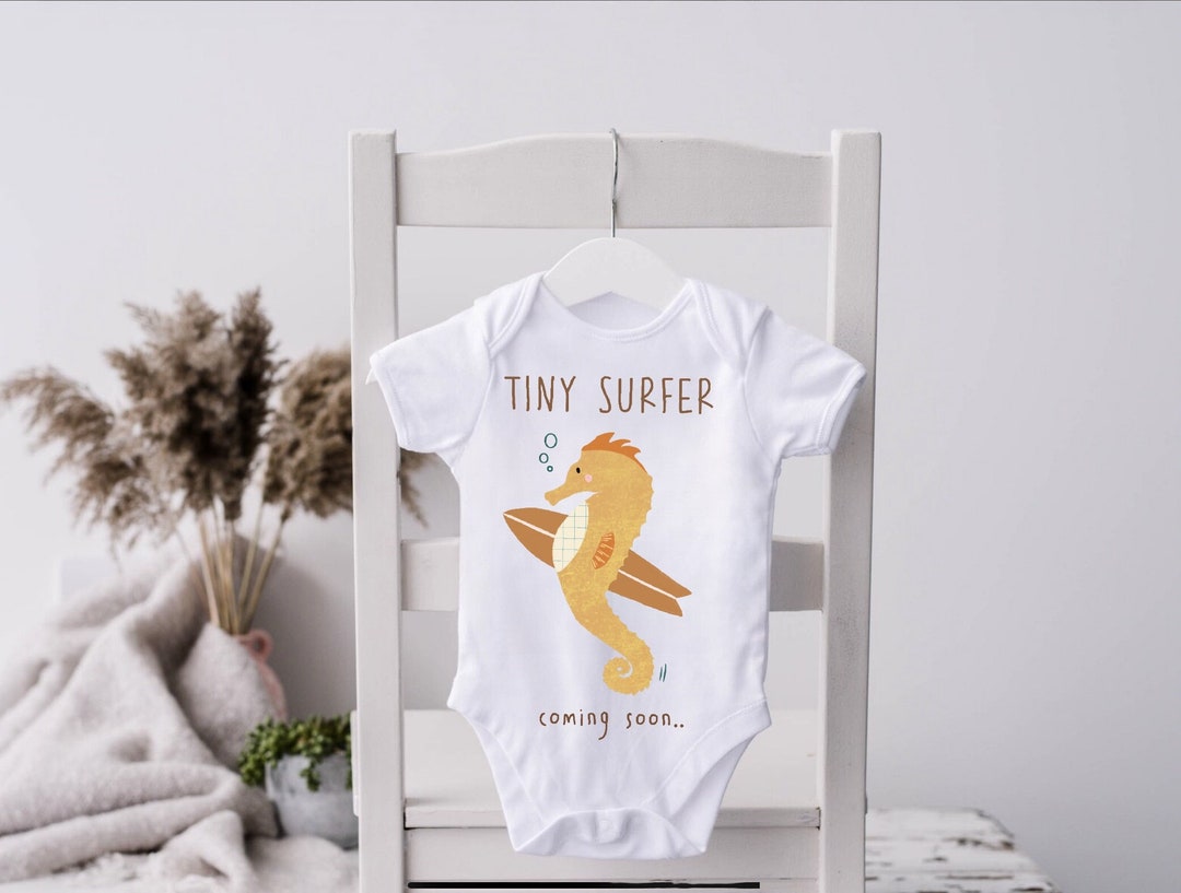 Sid the Seahorse Surf Baby Bodysuit, Surfing Baby, Surfboard Onesie ...